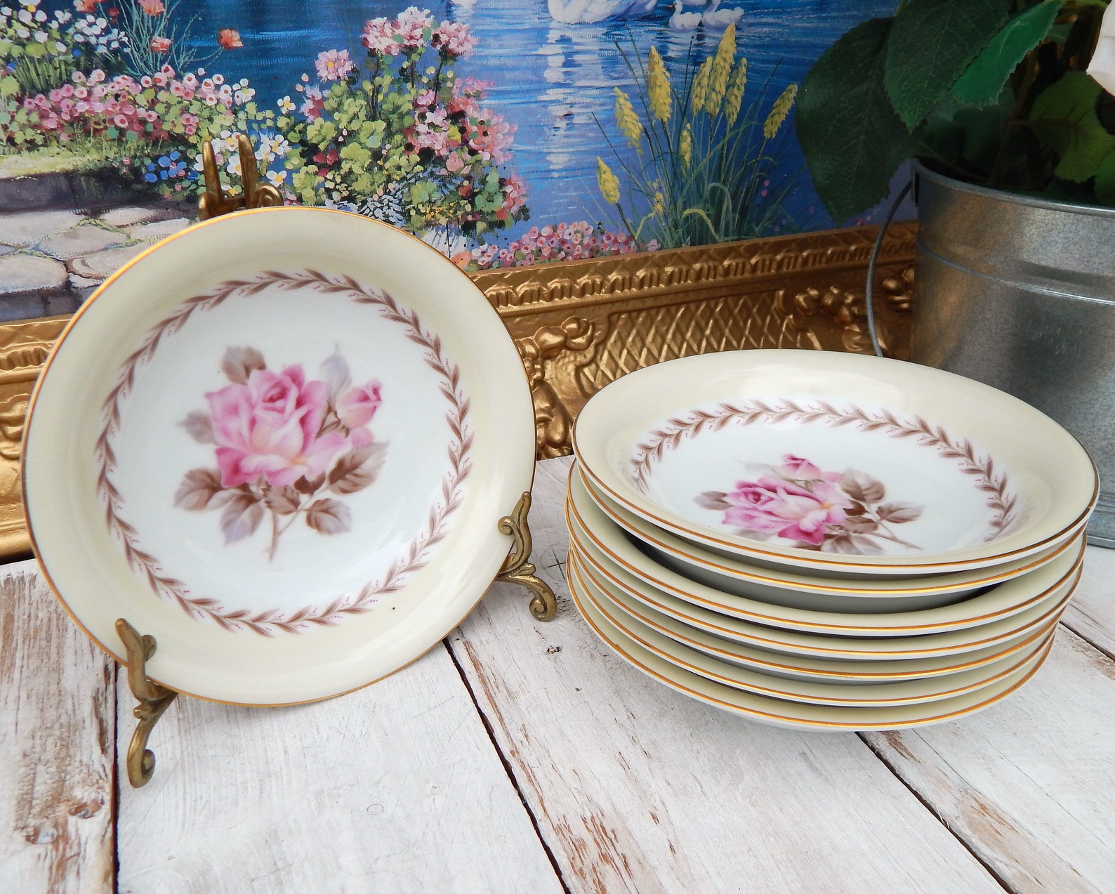 Floral Bowls NORITAKE Japan N212 Pink Roses Dessert Bowls - Etsy
