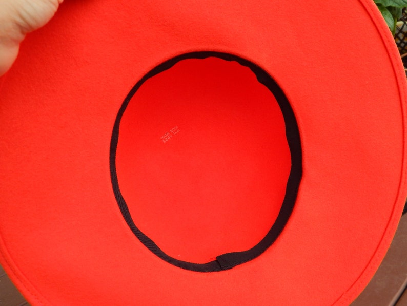 Red Hat Black Bow, Red Wool Hat, Wide Brim Hat Wool Felt Red With Black ...