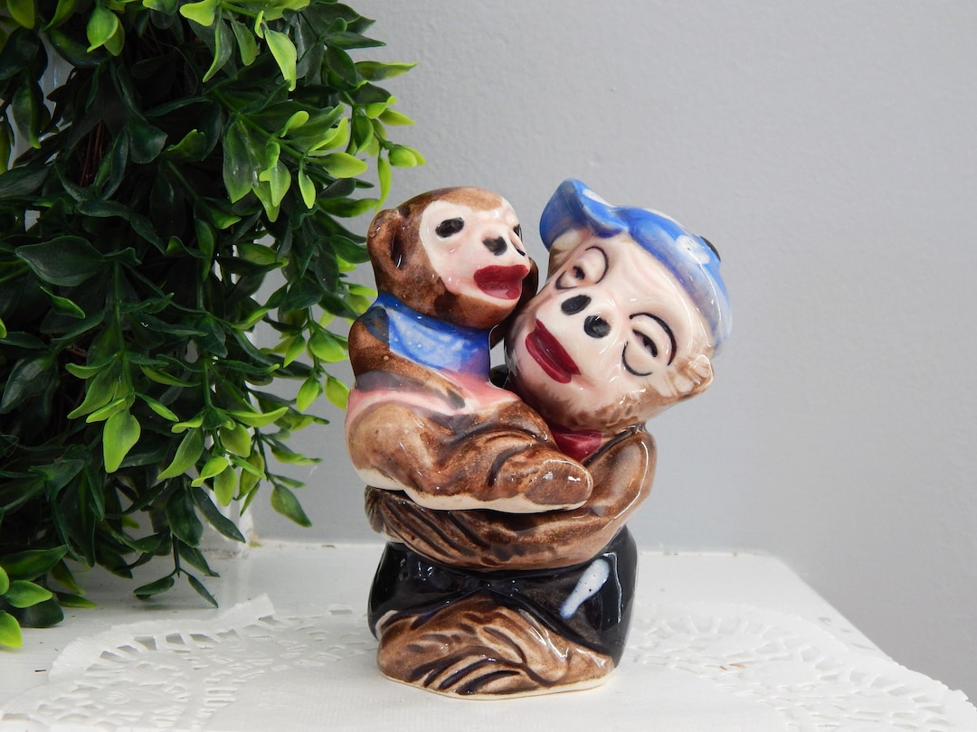 Monkey With Baby Salt and Pepper Shakers JAPAN, Mid Century Kitsch Salt ...