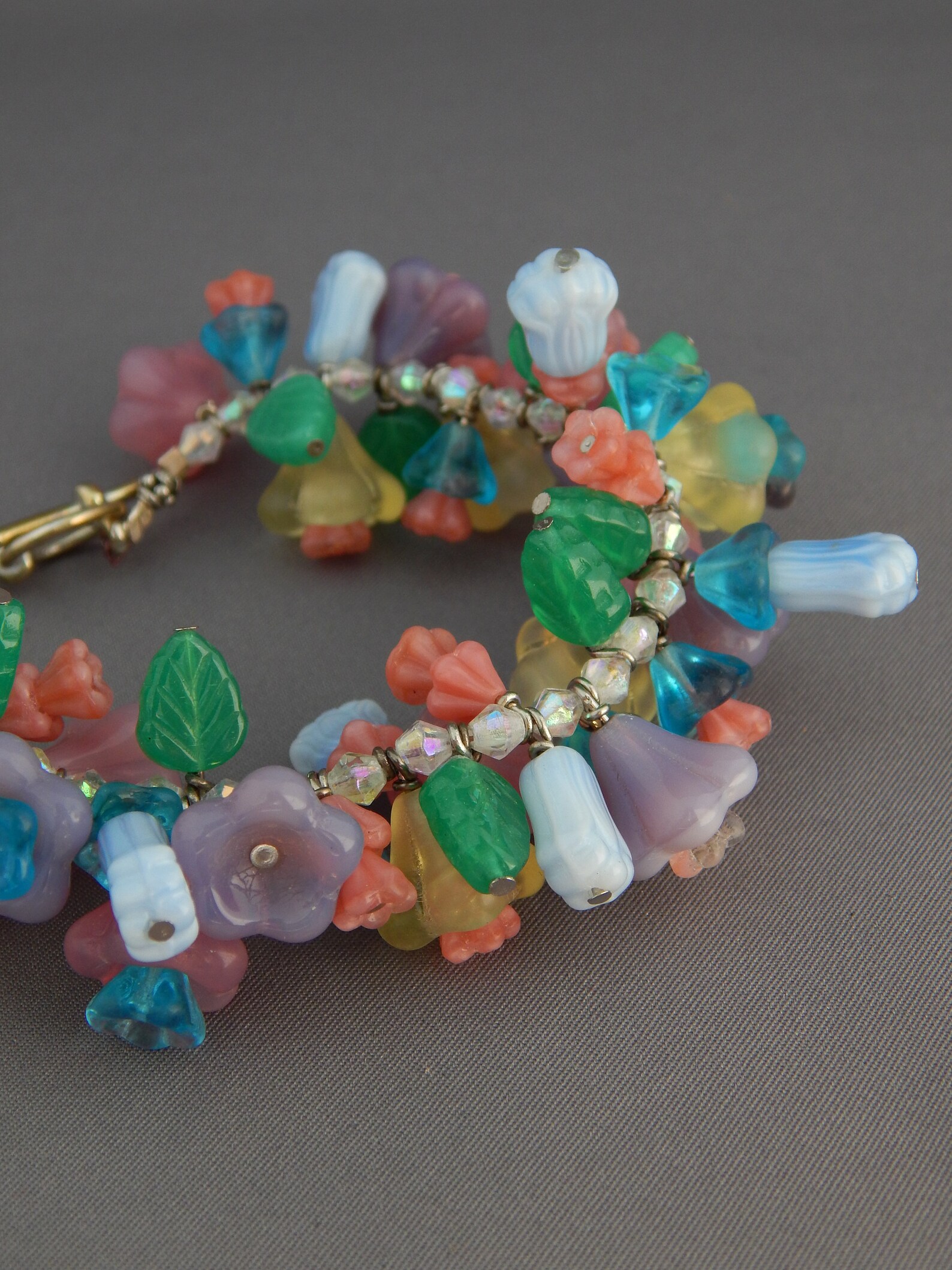 Floral Cha Cha Bracelet, Multi Color Bracelet Flower Charms Crystals ...
