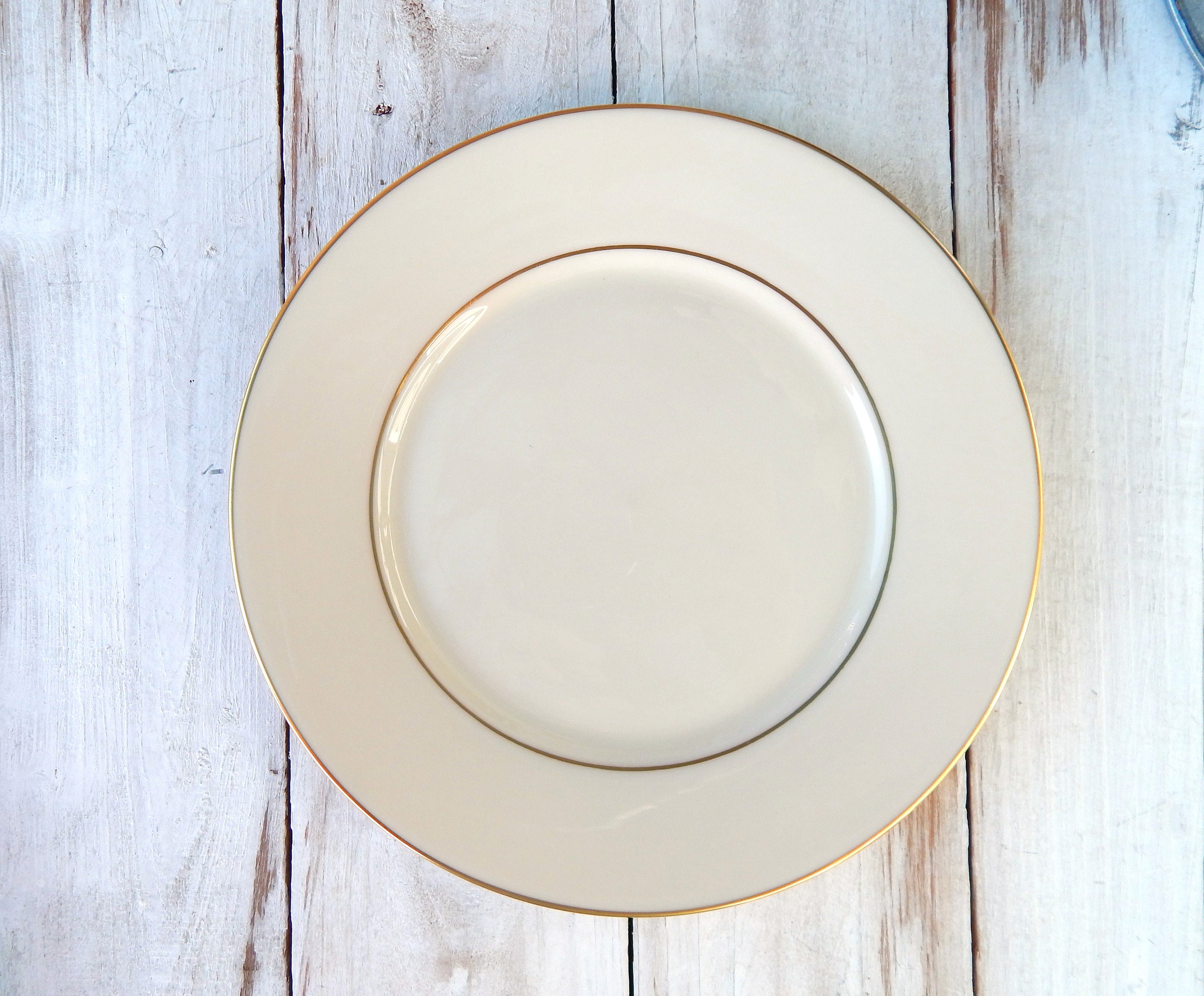 LENOX HAYWORTH Cake Plate Salad Plate Ivory White Gold Trim, Lenox USA ...