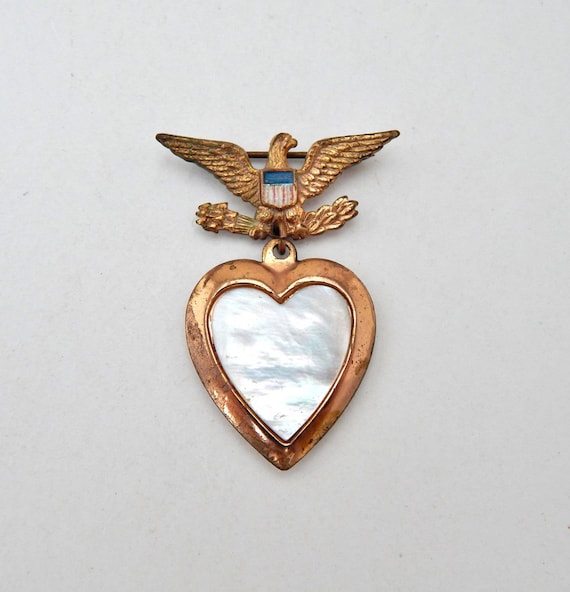Sweetheart Pin WWI Era, Antique American Eagle Heart … - Gem