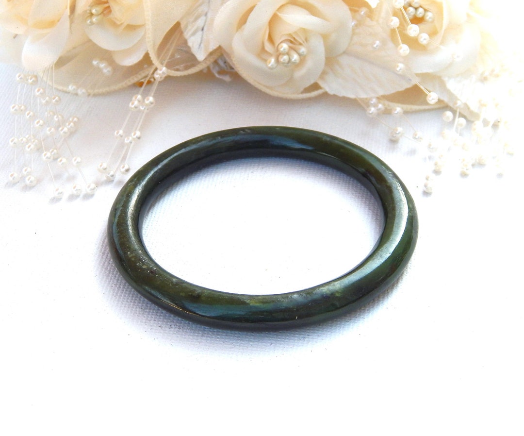 Jade Bangle Bracelet, Dark Green Jade Bracelet, Vintage - Etsy