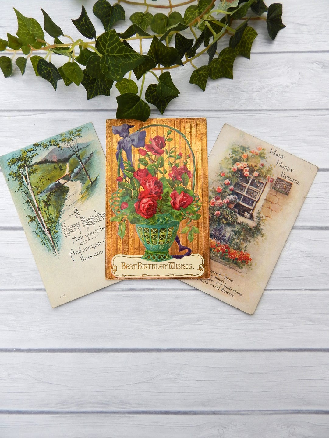 Antique Birthday Postcard Lot of 3, Victorian Postcards 1900's Tuck's ...