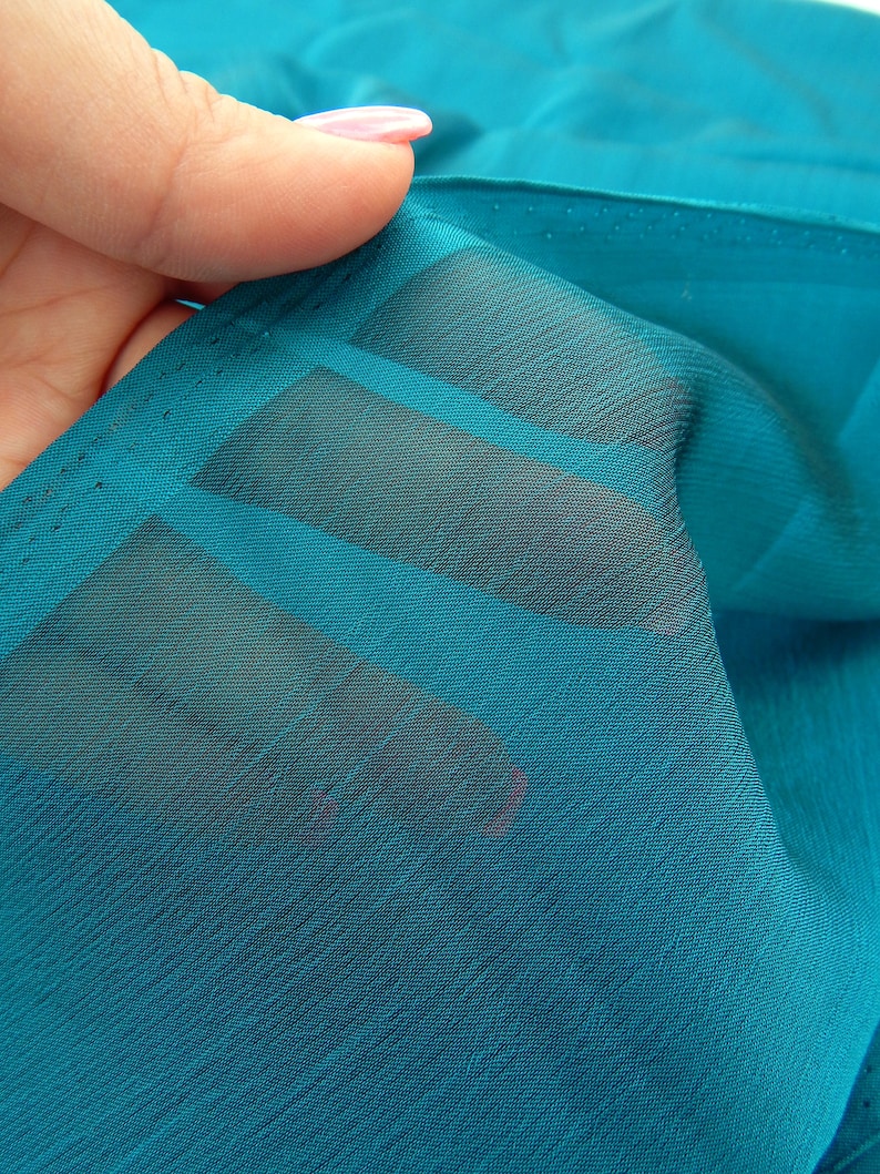 Teal Chiffon Fabric 5+ Yards, Sheer Dark Blue/green Fabric, Sewing ...