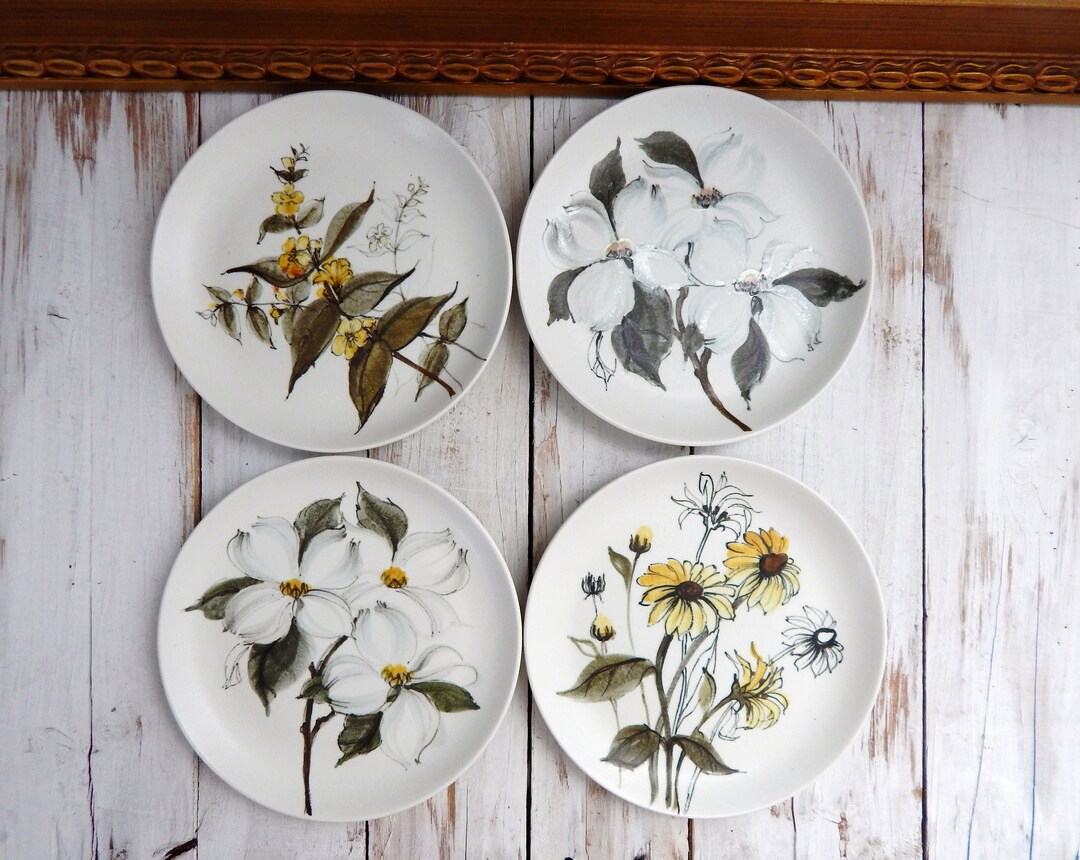 ARABIA of FINLAND Flower Plates Set of 4, Cake Plates Salad Plates ...