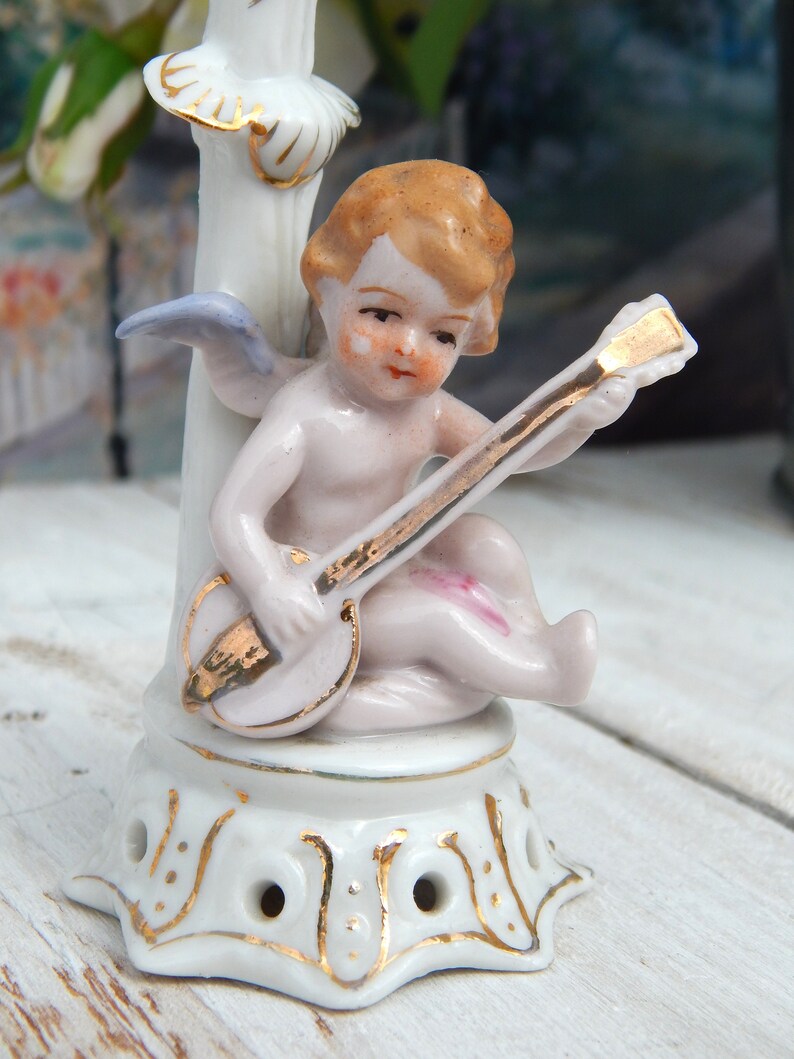 Antique Musician Angels Bud Vases Figurines Pair JAPAN | Etsy