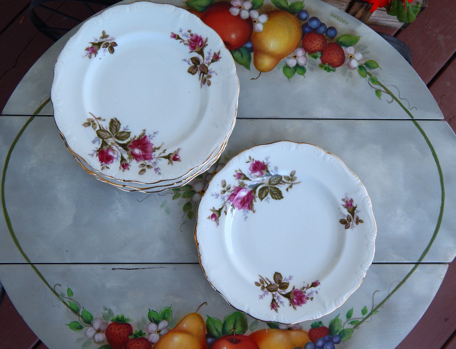 Pink Roses Plates Set of 4 Salad Plates 8 Pink Roses - Etsy