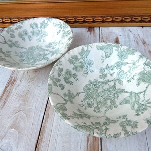 Green Toile Plates & Bowls Set BARRATS England SONGBIRDS GREEN Rare ...