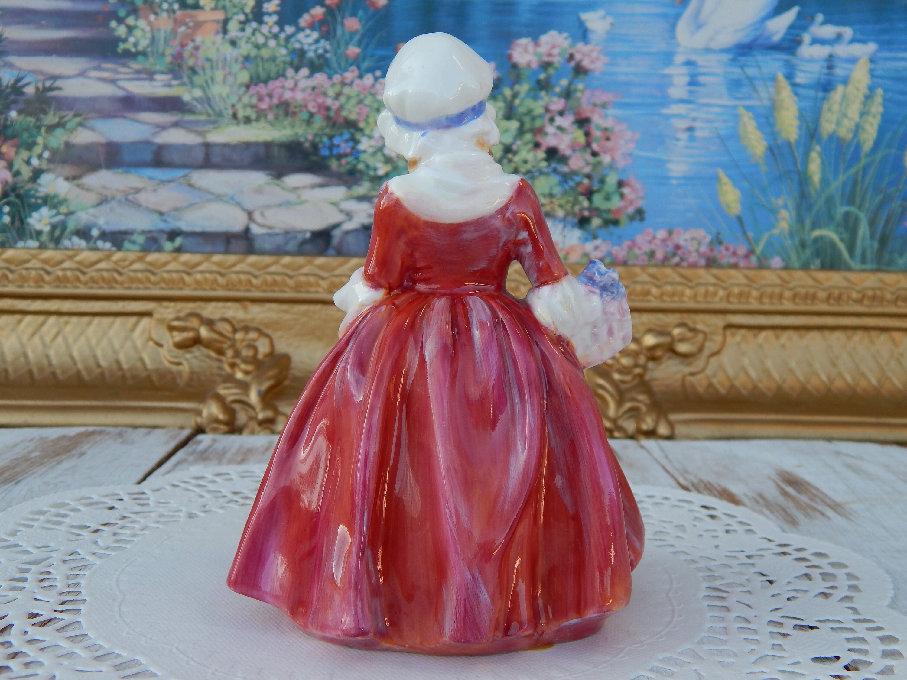 ROYAL DOULTON Lavinia Figurine, Antique Figurine Lady Red Dress Bone ...