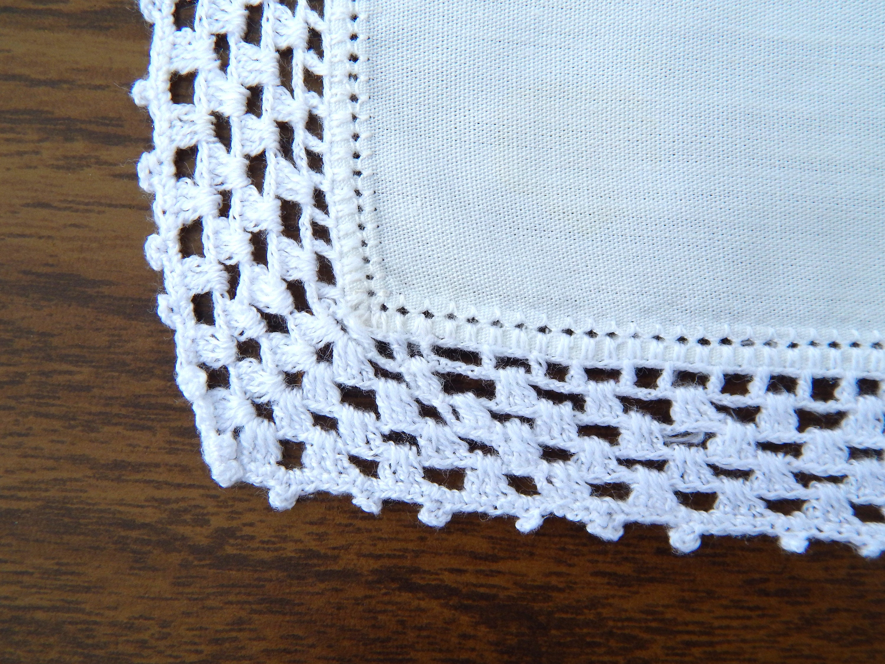 Hand-painted Cotton Doily Lace Border, Rectangular Doily Mat Tole ...