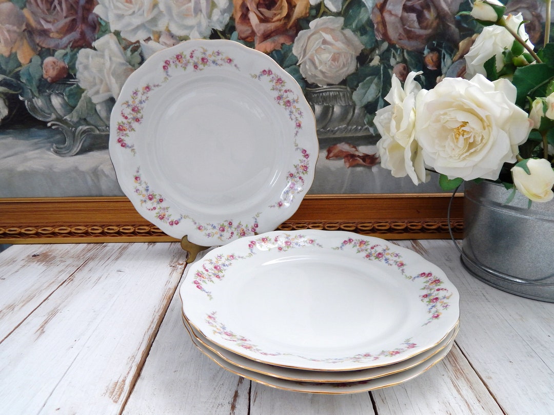 Favolina-karolina SPRING GARLAND Dinner Plates Set of 4, Floral Dinner ...
