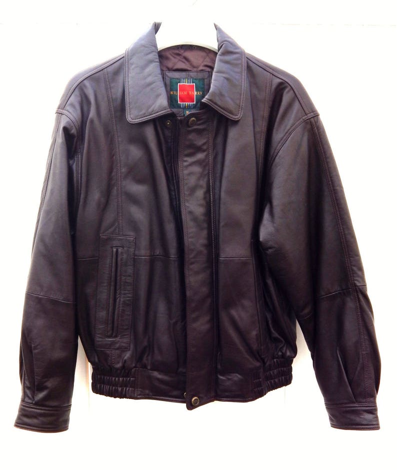 Men's Leather Jacket Dark Brown Size Medium WILLIAM BARRY | Etsy