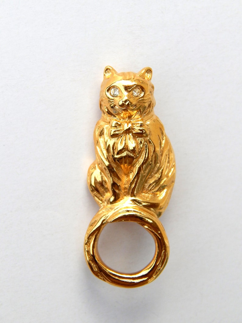 AVON Cat Pin Gold Tone Golden Cat Rhinestone Eyes Brooch Pin - Etsy