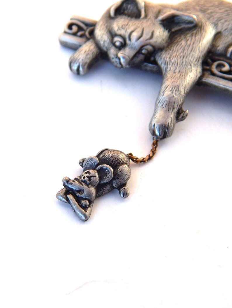 JJ Cat Pin Cat and Mouse Pin Signed Jonette Jewelry Cat | Etsy