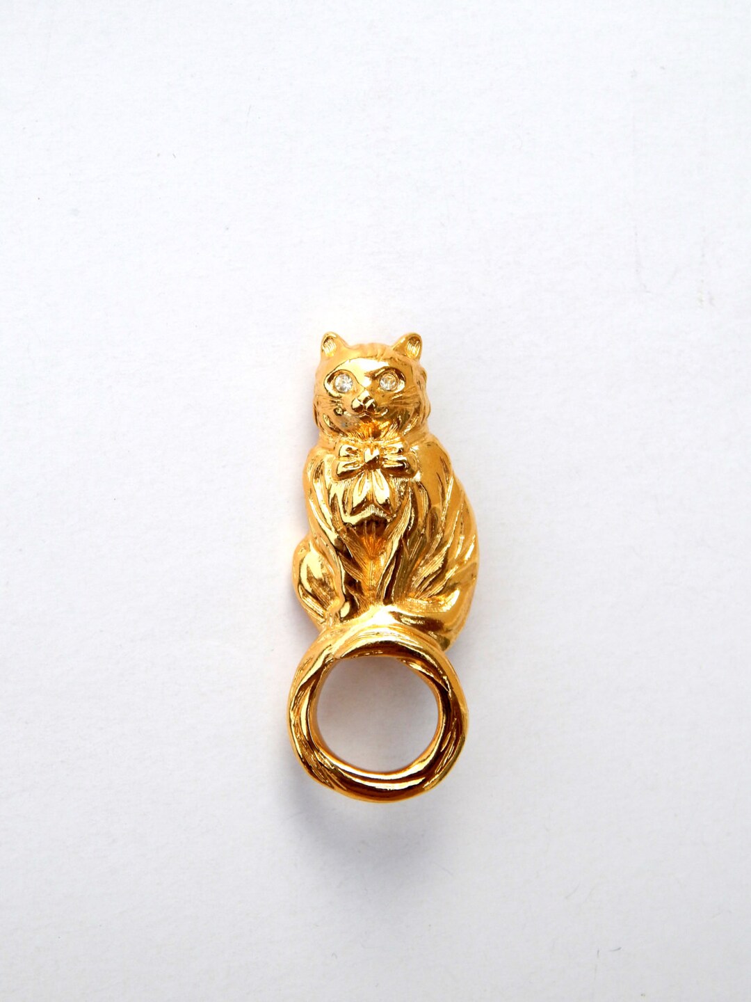 AVON Cat Pin Gold Tone, Golden Cat Rhinestone Eyes Brooch Pin, Cat ...