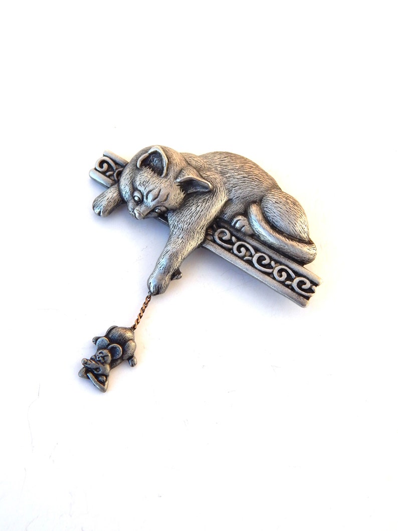 JJ Cat Pin Cat and Mouse Pin Signed Jonette Jewelry Cat | Etsy