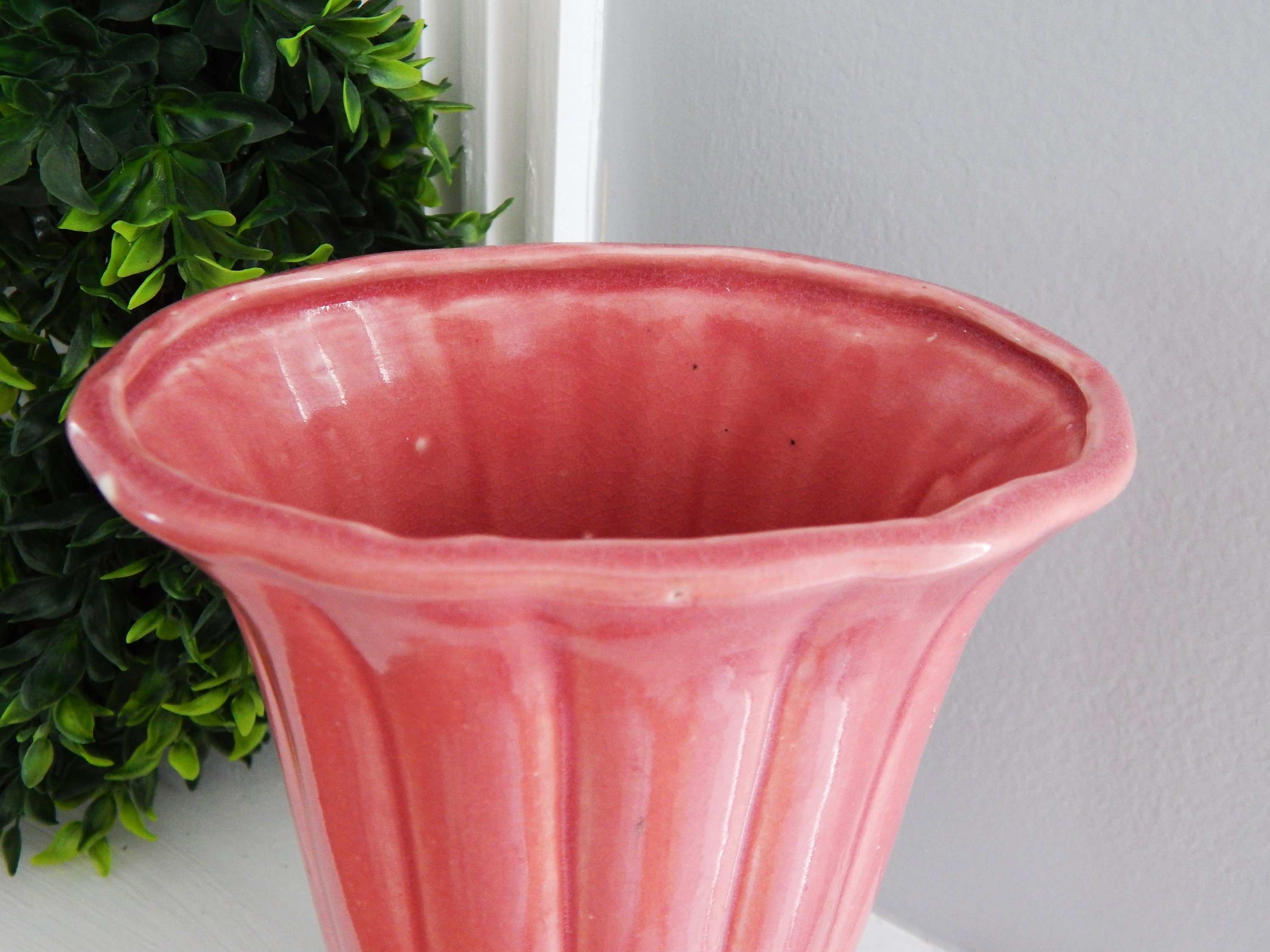 Pink Vase Art Deco Mid Century Pottery JAPAN, Vintage Vase Art Deco ...