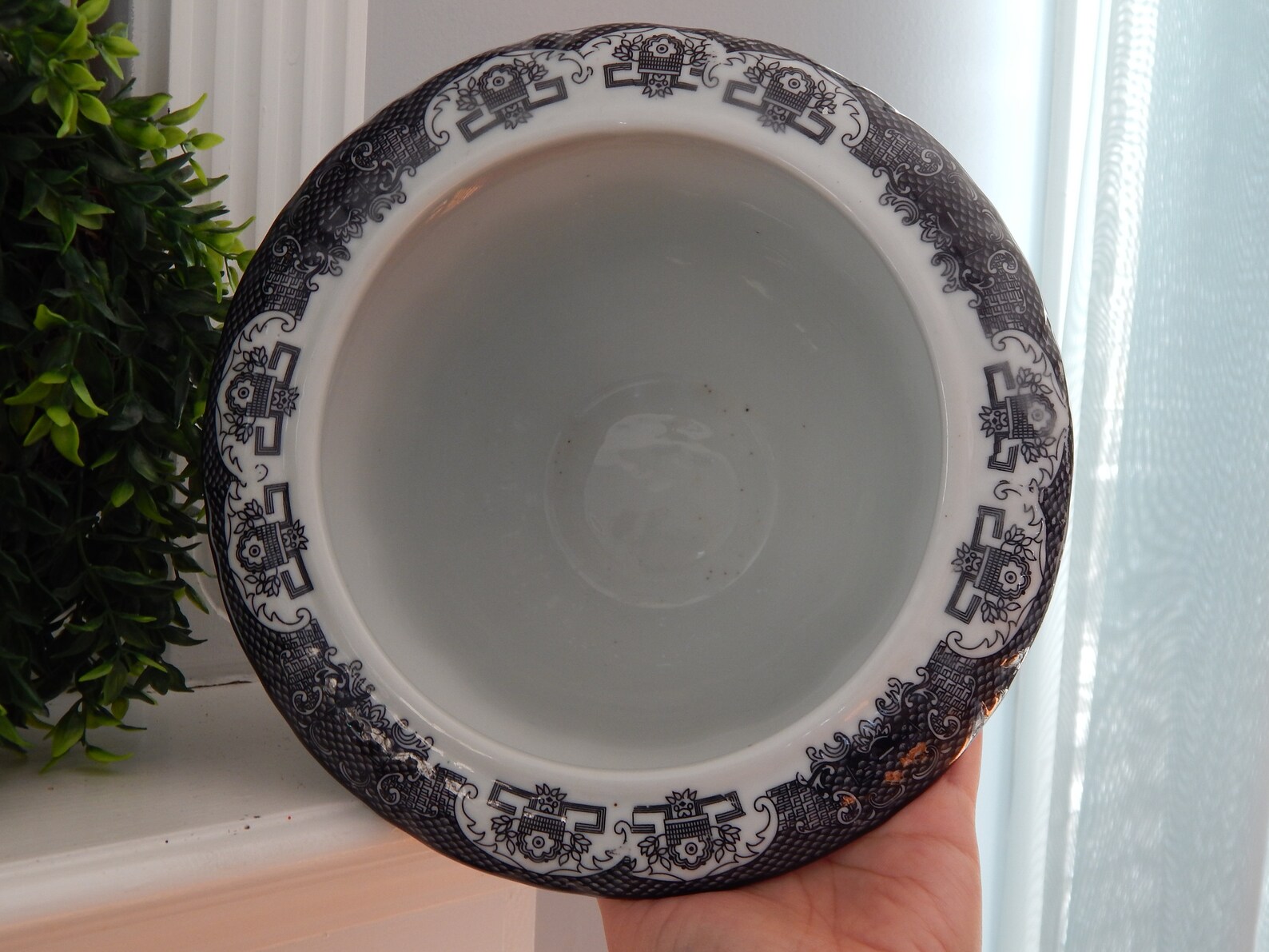 Chinoiserie Toile Planter Black & White Large Footed Urn Vase - Etsy