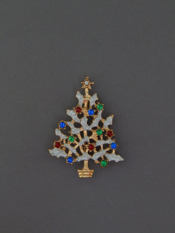 Christmas Tree Pin, Multi-Color Rhinestone Glitter En… - Gem