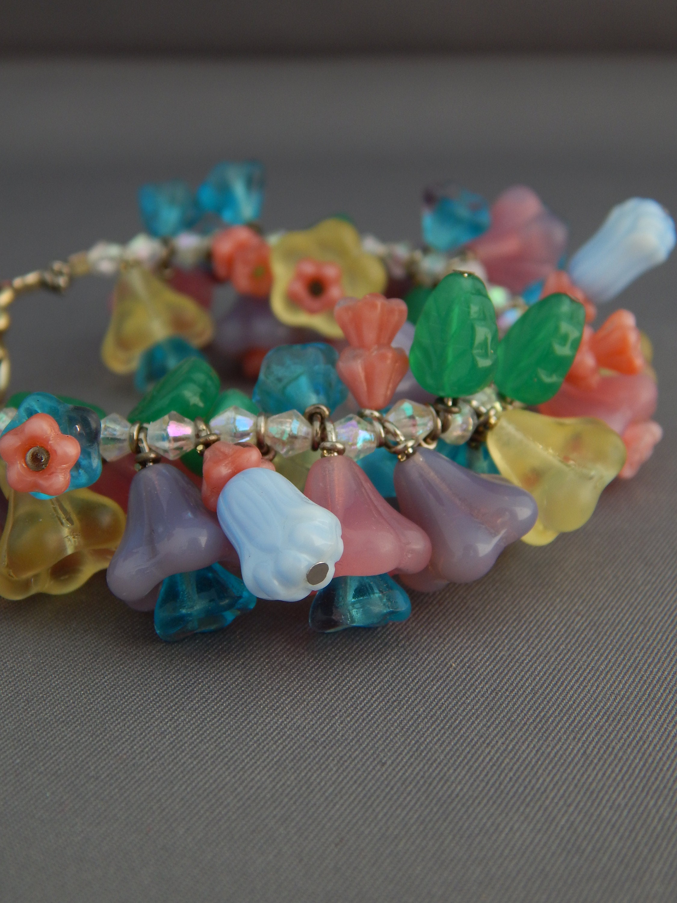 Floral Cha Cha Bracelet, Multi Color Bracelet Flower Charms Crystals ...