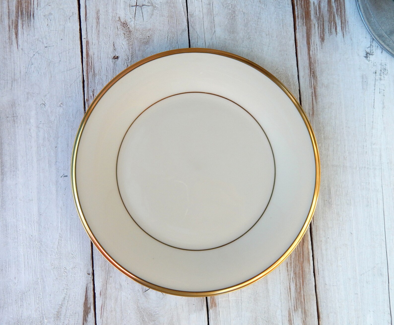 LENOX ETERNAL Cake Plates Salad Plates Set of 4 Ivory White Gold Trim ...