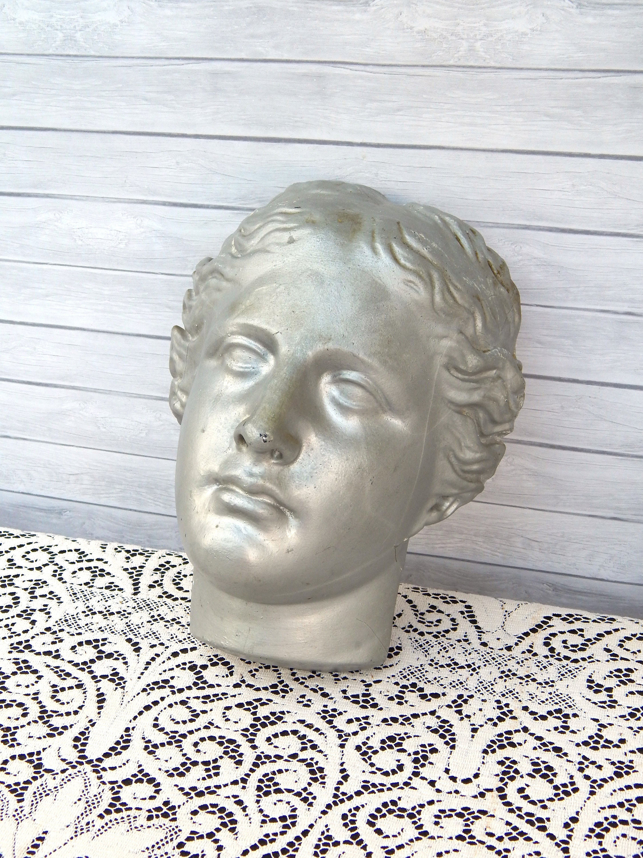 Antique Plaster Head Woman, Plaster Achitectural Fragment Female Head ...