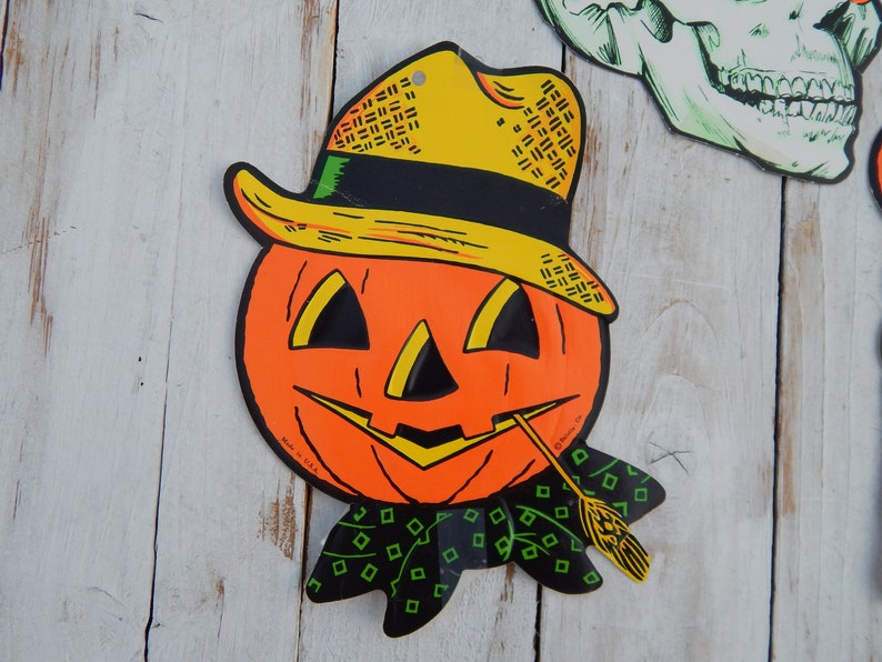 Beistle Halloween Decorations Skull Jack-o-lantern Black Cat - Etsy