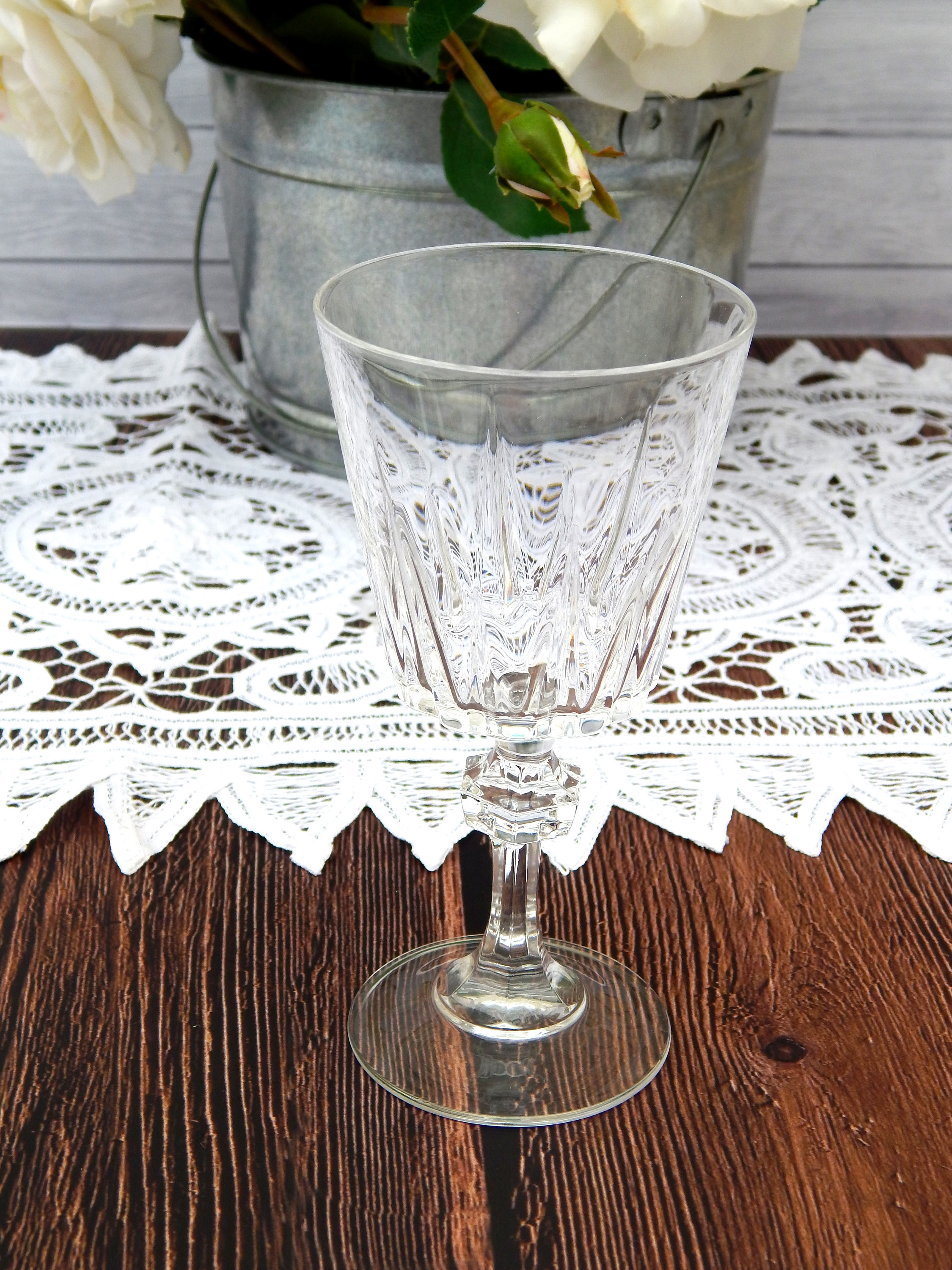 Crystal Wine Glasses, Cut Crystal Tall Stemmed Glasses Set of 4, Art ...