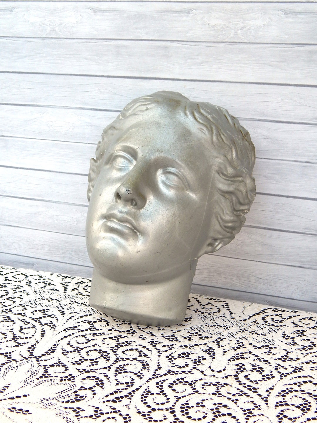 Antique Plaster Head Woman, Plaster Achitectural Fragment Female Head ...