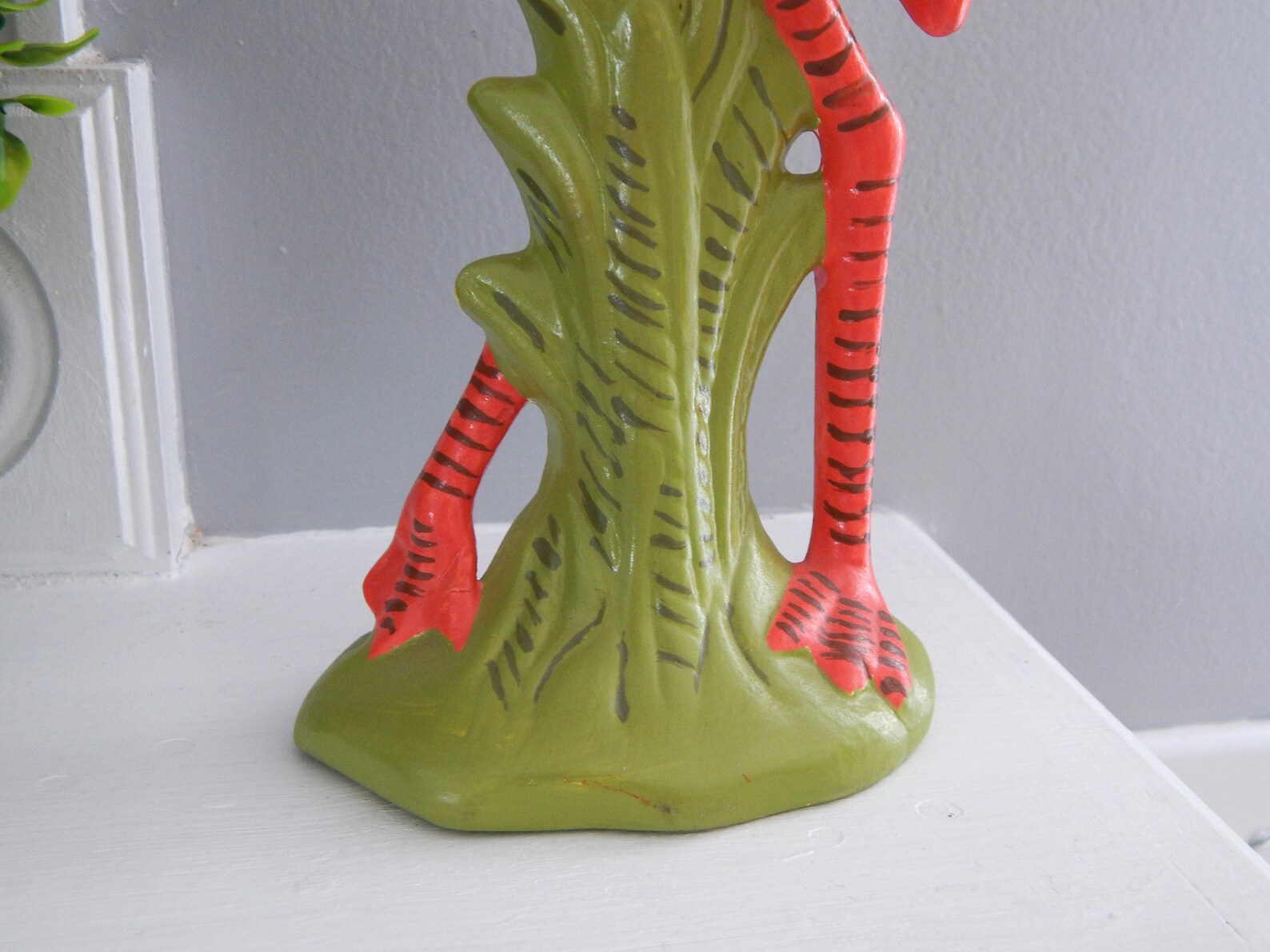 Pink Flamingo Figurine, Vintage Ceramic Flamingo Hand-painted, Tropical ...