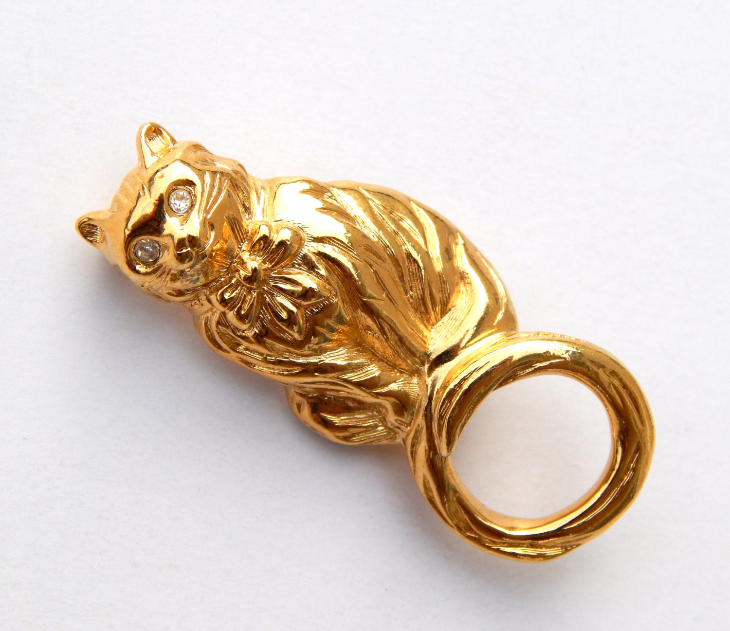 AVON Cat Pin Gold Tone Golden Cat Rhinestone Eyes Brooch Pin - Etsy