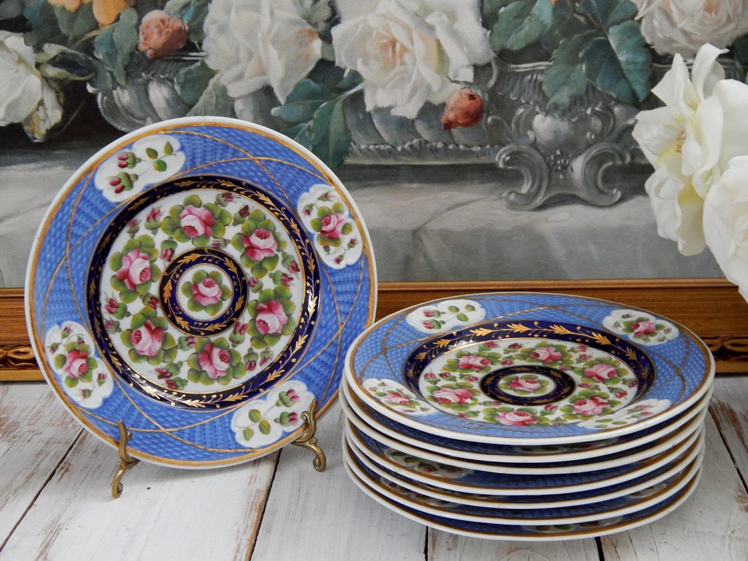 Antique NEW HALL English Georgian Plates Set of 8, RARE Basketweave ...
