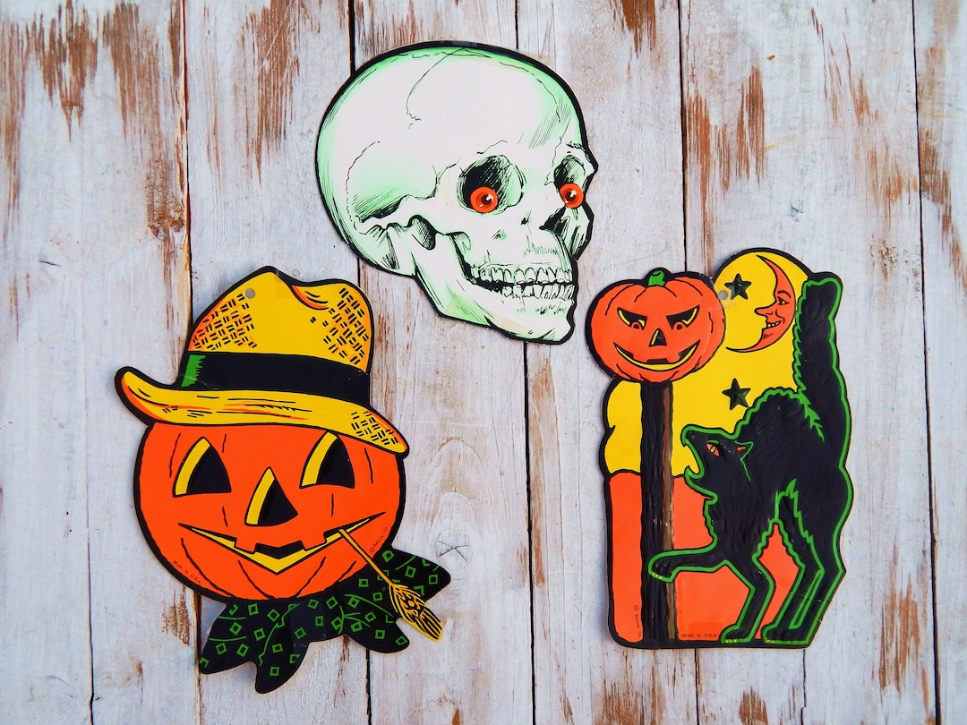 Beistle Halloween Decorations Skull Jack-o-lantern Black Cat, Wall ...