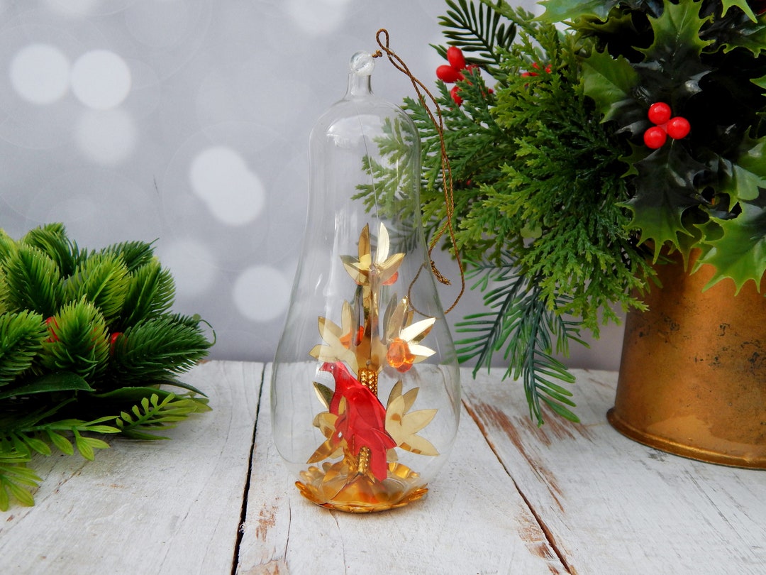 Glass Diorama Ornament West Germany Resl Lenz Partridge in a Pear Tree ...