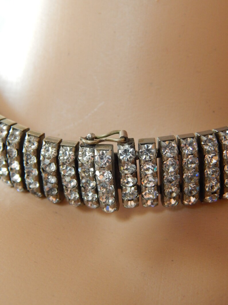 Rhinestone Collar Necklace Art Deco Hollywood Regency Wide | Etsy