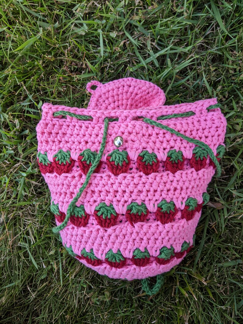 Strawberry Backpack Crochet Pattern Cottage Core Kawaii Bag - Etsy