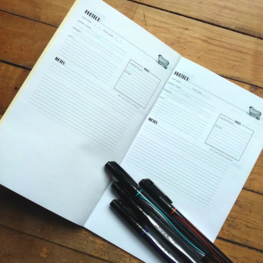 Printable Vintage Sheep Knitting Crochet Project Notes Page 8.5x5 ...