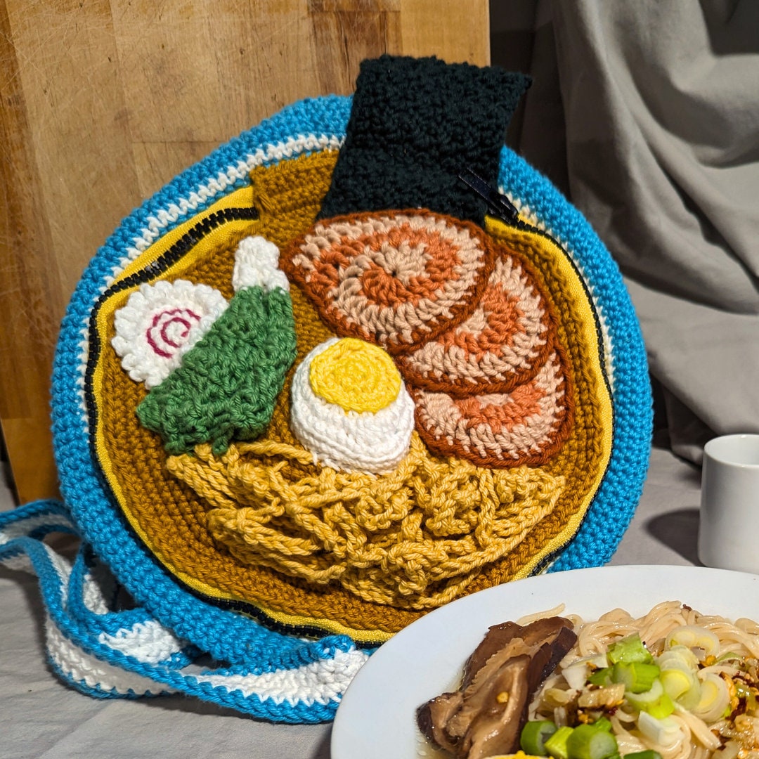 Ramen Bowl Purse Crochet PDF Pattern Noodles Noodle Soup Shoyu Ramens Novelty Bag Kawaii Tote ...