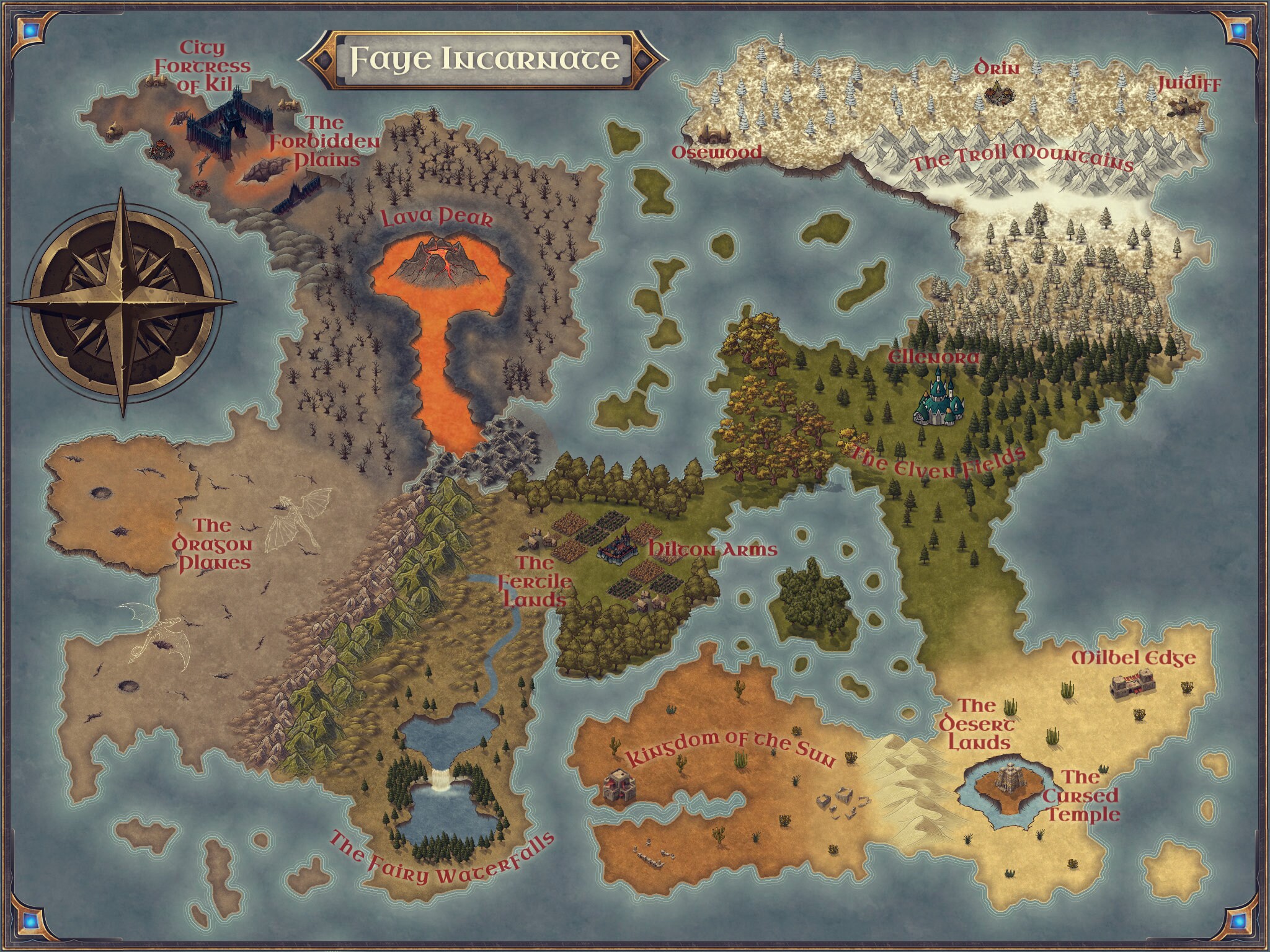 Fantasy Overworld Map Faye Incarnate. Digital Download. | Etsy