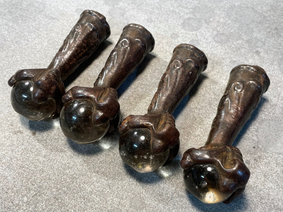 Cast Iron Claw and Glass Ball Table Leg Ferrules - Etsy
