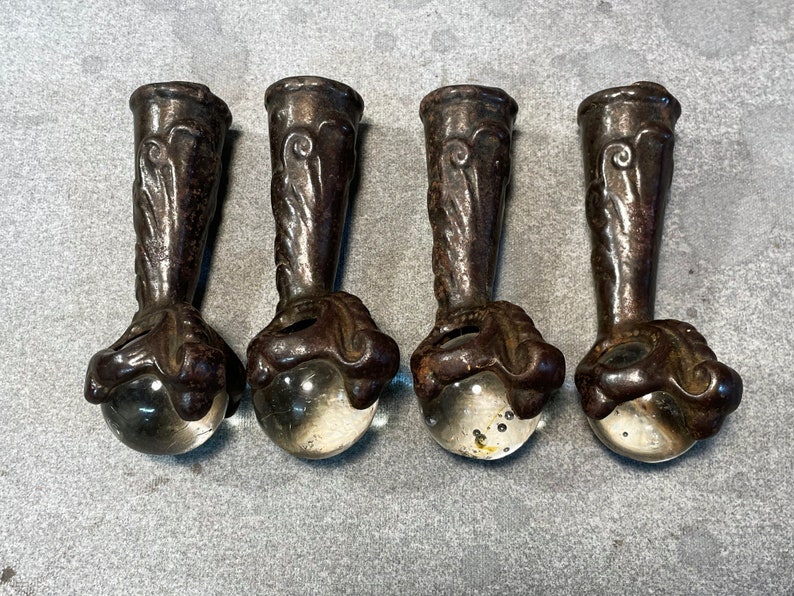Cast Iron Claw and Glass Ball Table Leg Ferrules - Etsy