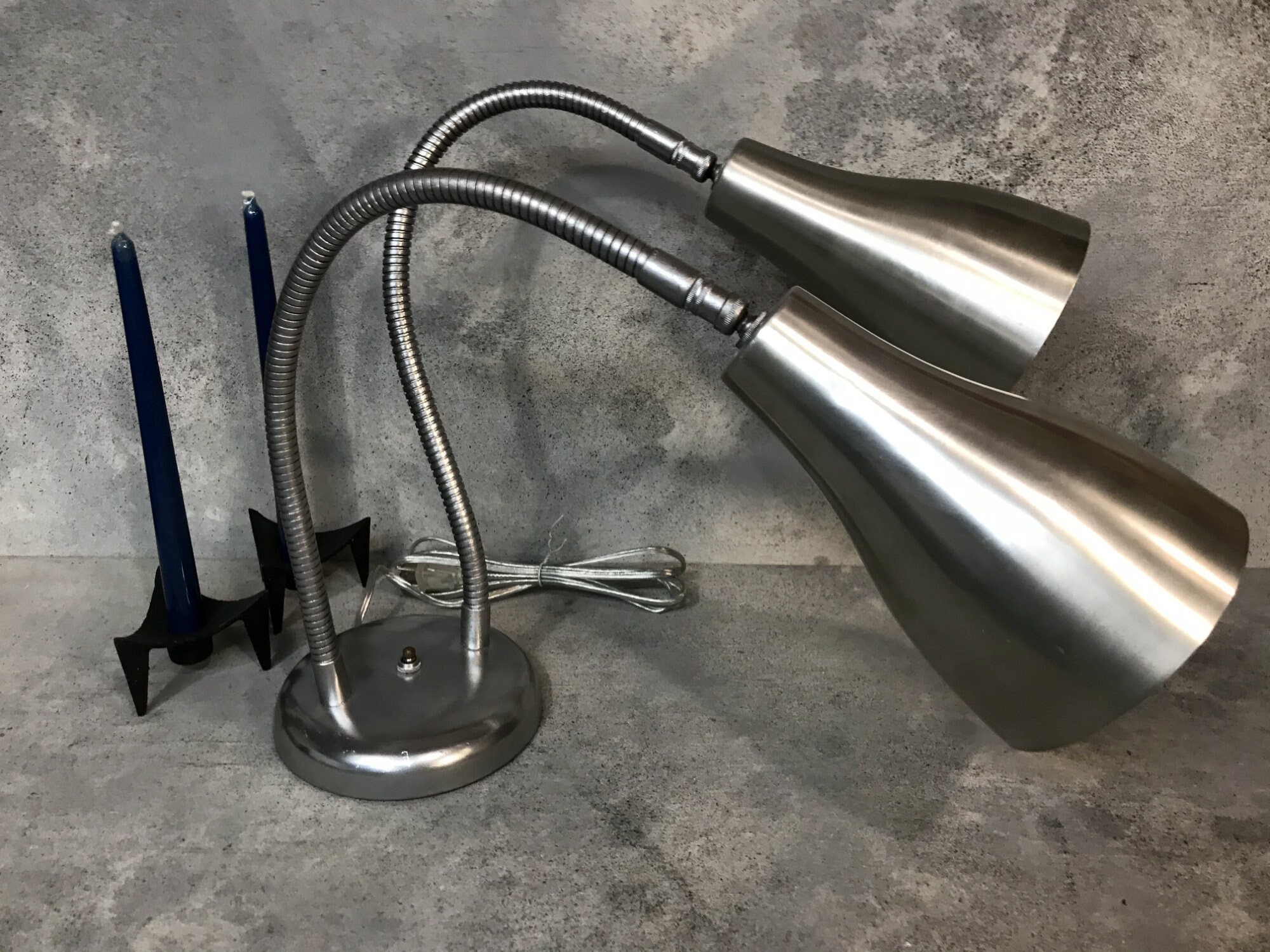 Vintage Tall Double Gooseneck Lamp - Etsy