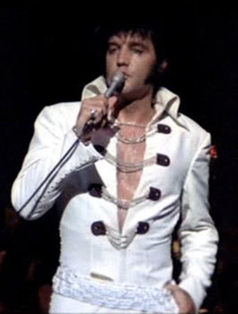 Elvis Macrame Belt Jumpsuit Era Concho Or Blue Swirl Chain Etsy
