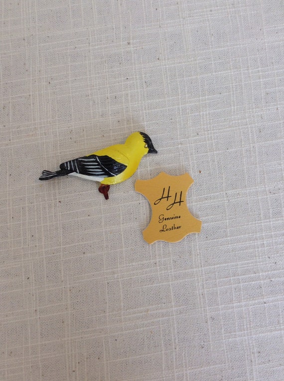 vintage leather bird brooch - Gem