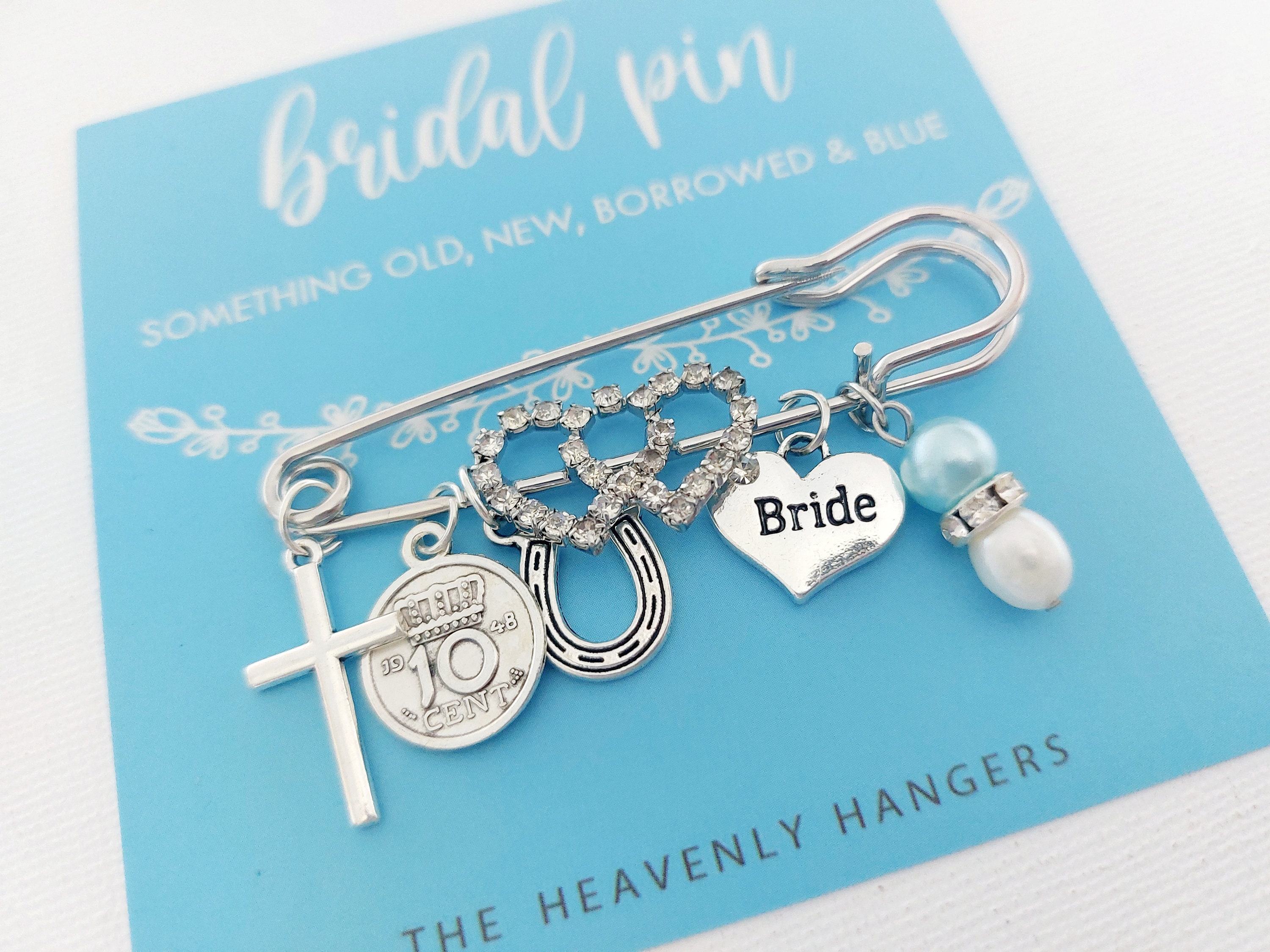 Bridal Bouquet Charm Pin - Something Old, New, Borrowed and Blue ...