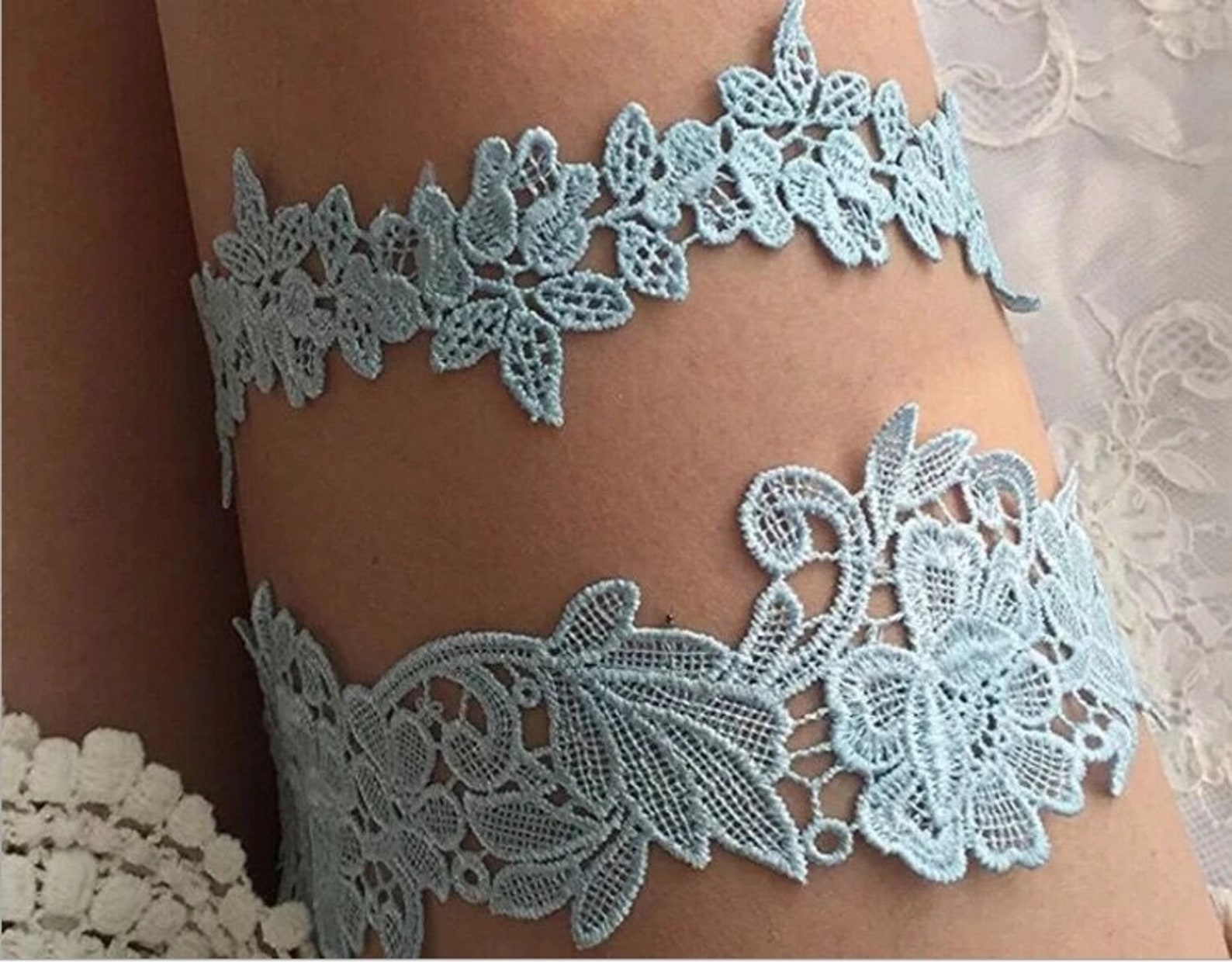 Baby Blue OR White Bridal Wedding Lace Garter Garters Set | Etsy