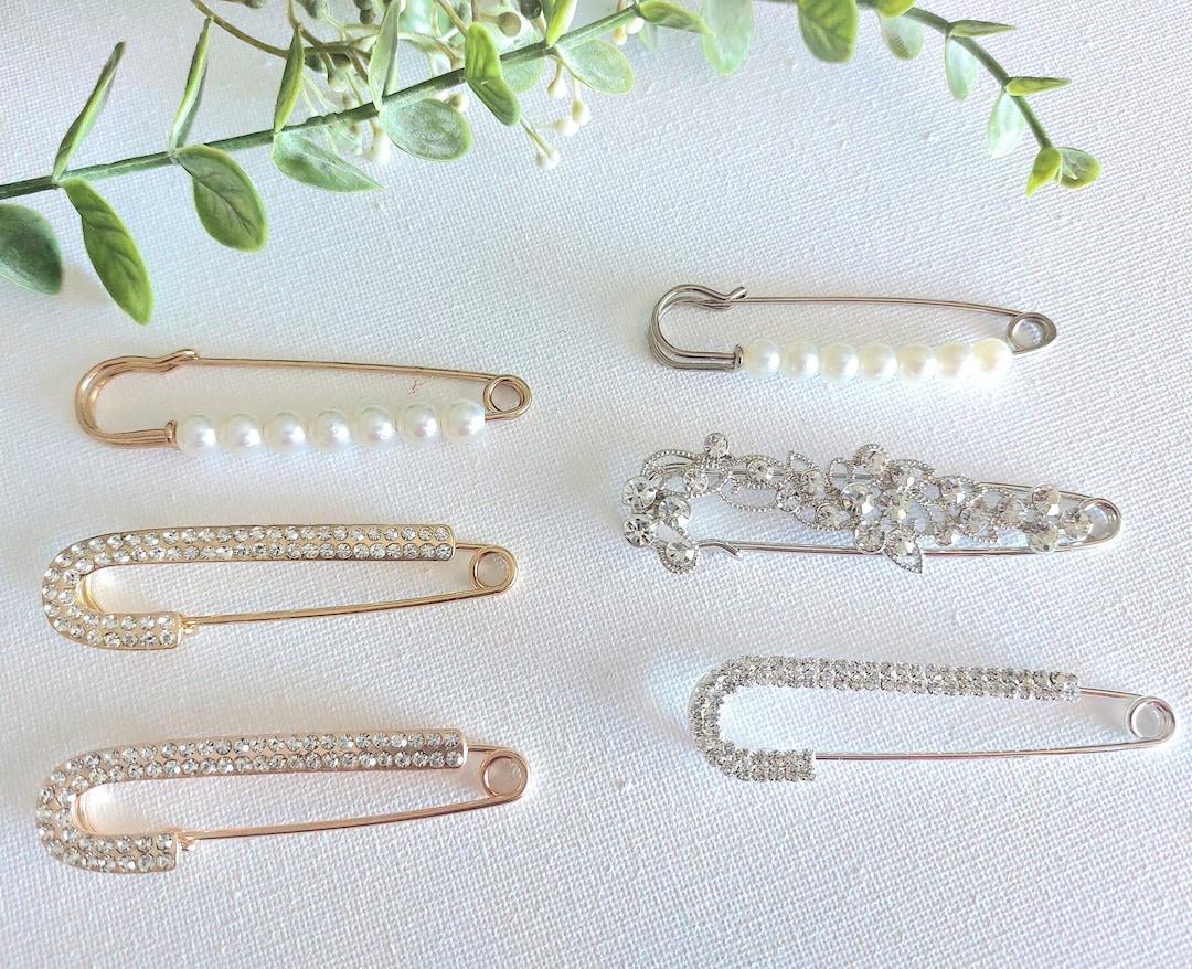 Safety Rhinestone Pins - Bouquet Pins, Bridal Bouquet Pins, Kilt Pin, Bling Bouquet Charms ...
