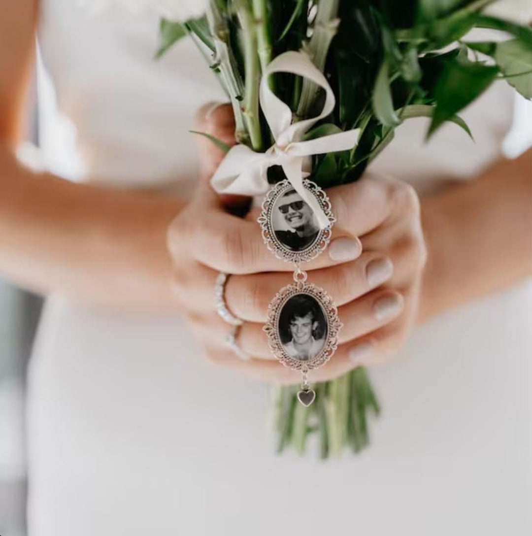 Photo Bouquet Charms in Silver or Gold - Single, Double, Triple Wedding ...