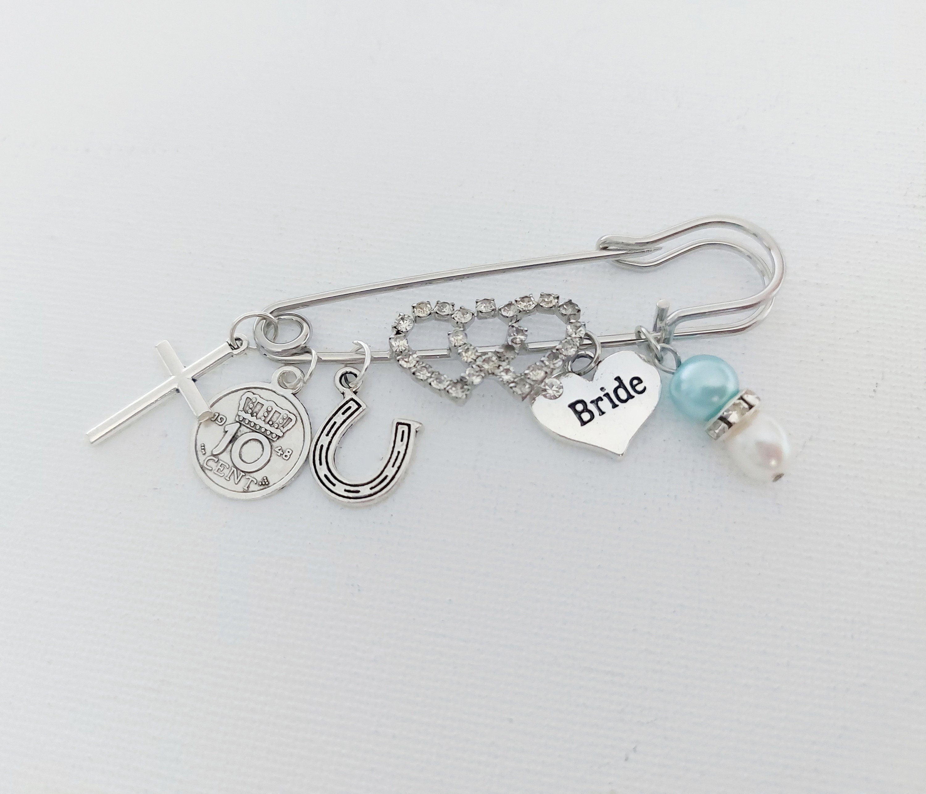 Bridal Bouquet Charm Pin - Something Old, New, Borrowed and Blue ...